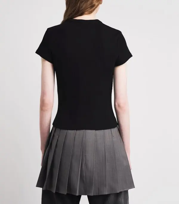 Maje Stretch-cotton Ribbed T-shirt - Black