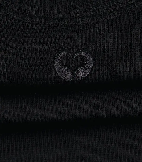 Maje Stretch-cotton Ribbed T-shirt - Black