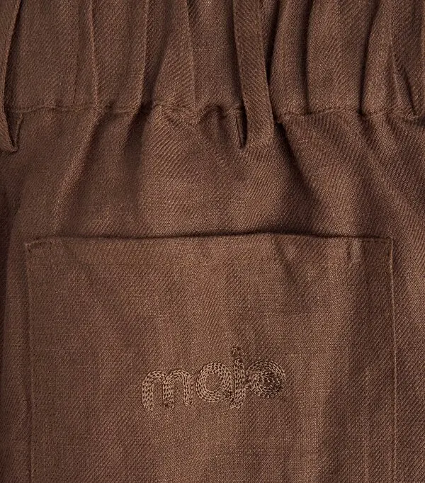 Maje Linen Wide-leg Trousers With Belt