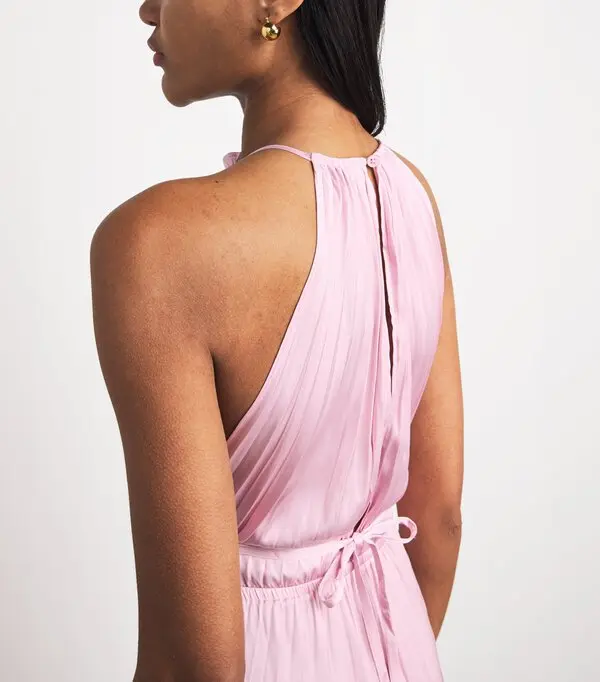 Maje Satin Pleated Maxi Dress - Pink