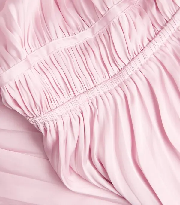 Maje Satin Pleated Maxi Dress - Pink