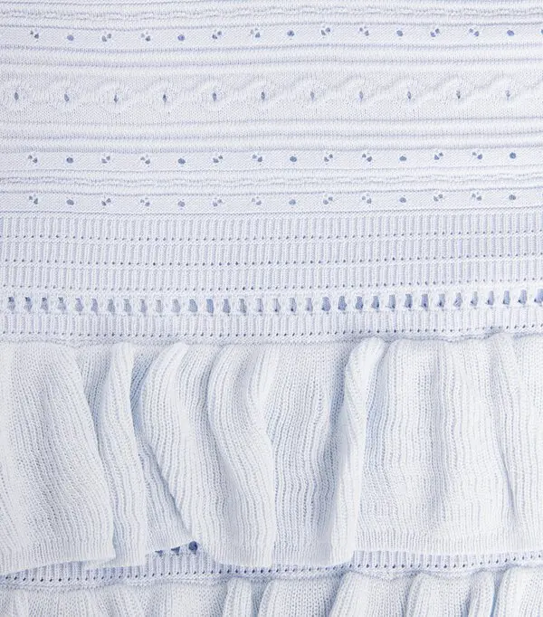 Maje Ruffled Pointelle-knit Midi Skirt - Blue