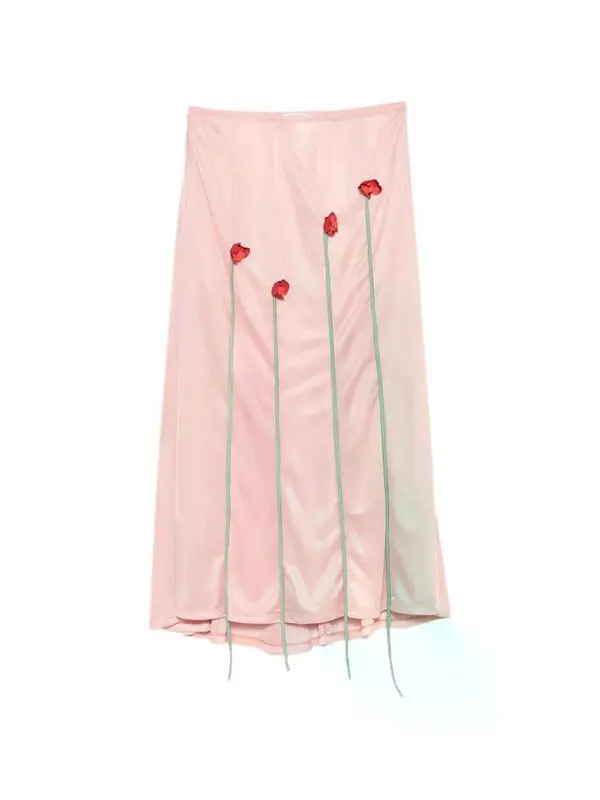 Moschino Floral-appliqué Midi Skirt - Pink