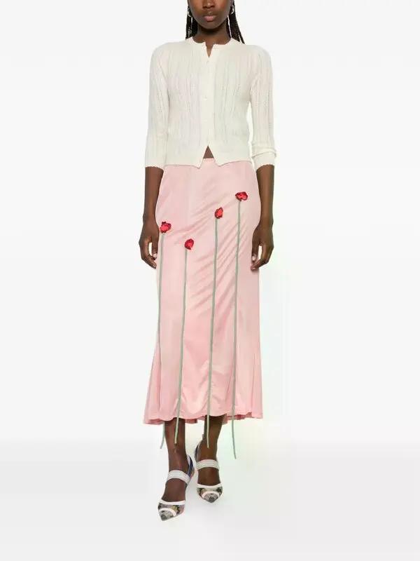 Moschino Floral-appliqué Midi Skirt - Pink
