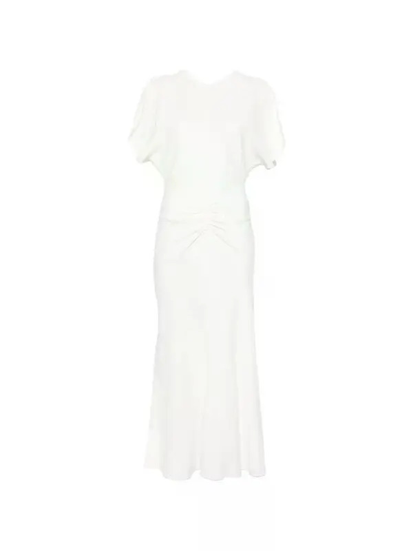 Victoria Beckham Gathered-waist Midi Dress - White