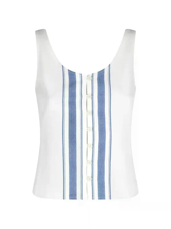 LOW CLASSIC Striped V-neck Top - White