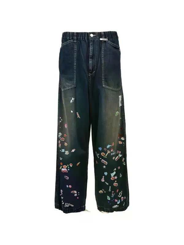 Mihara Yasuhiro Baker Stickers Jeans - Blue