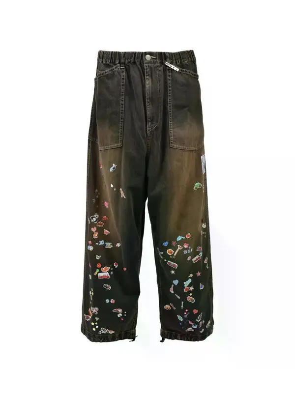 Mihara Yasuhiro Baker Stickers Jeans - Brown