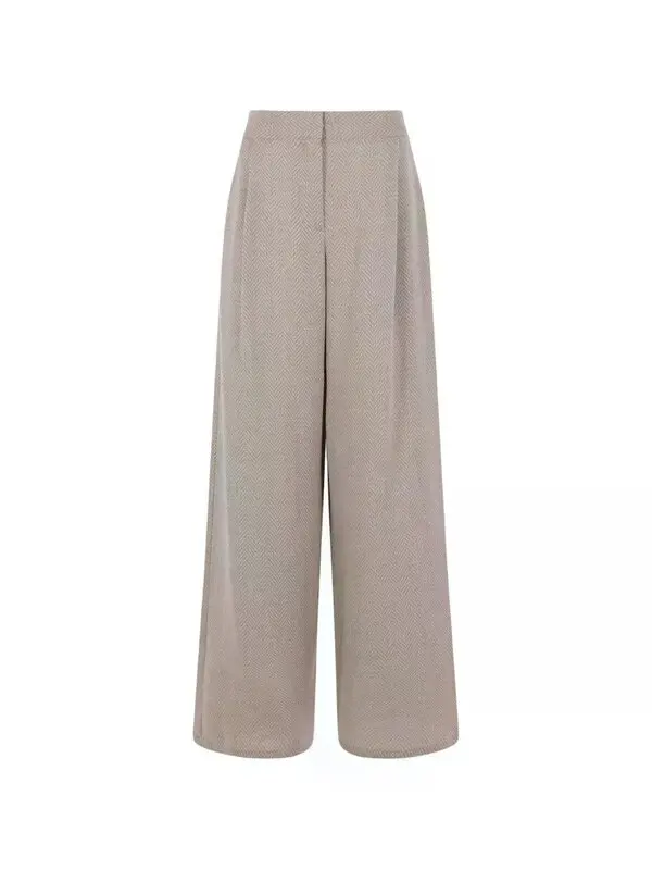 Dusan Herringbone Wide Leg Trousers - Neutrals