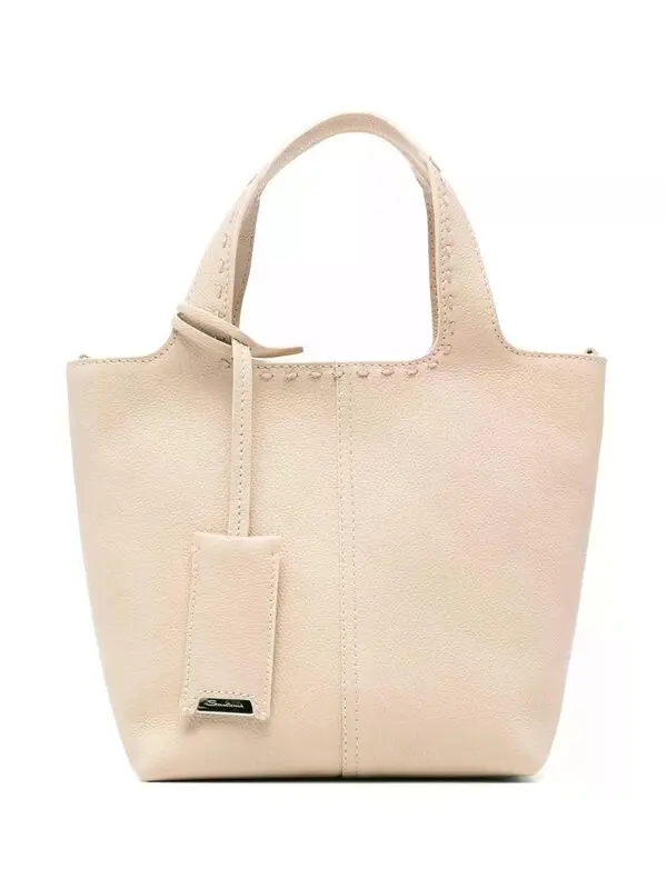 Santoni Top-handle Leather Tote Bag - Neutrals