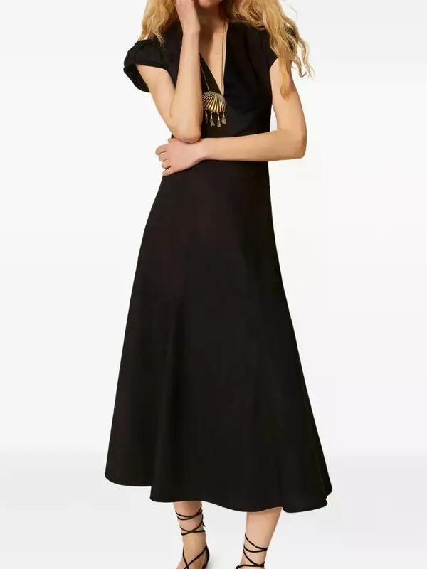 TWINSET V-neck Open-back Long Dress - Black