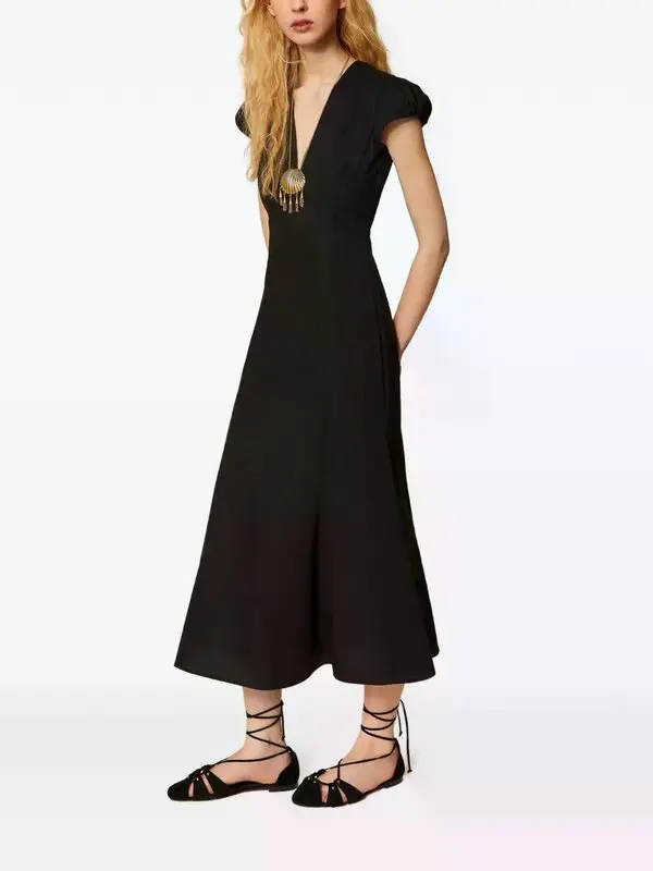 TWINSET V-neck Open-back Long Dress - Black