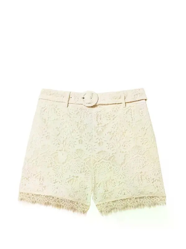 TWINSET Lace-embellished Belted Shorts - Neutrals