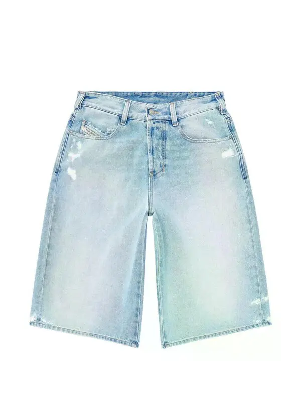 DIESEL® D-enim-m Distressed Denim Shorts - Blue