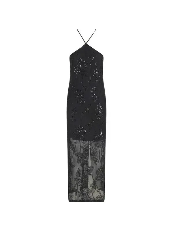 ISABELLE BLANCHE Sequin-embellished Midi Dress - Black