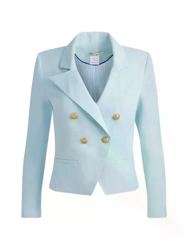 Alice + Olivia Sable Double-breasted Cropped Blazer - Blue
