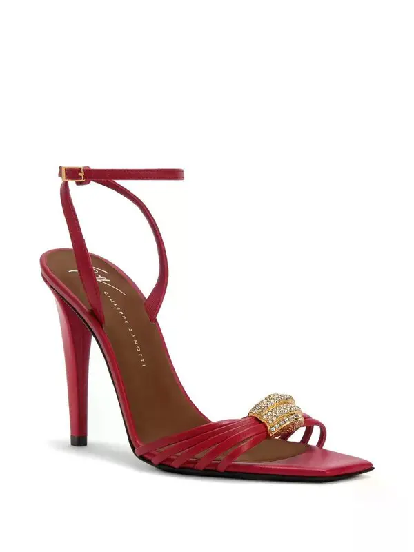 GIUSEPPE ZANOTTI Orchid Crystal Brooch Sandals