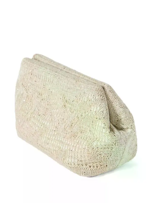 Brunello Cucinelli Linen And Cotton Knit Pouch Bag - Neutrals