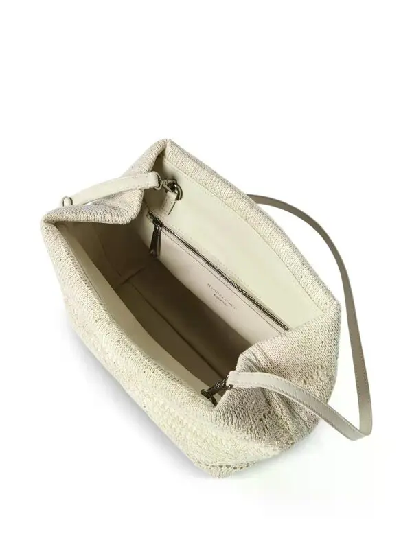 Brunello Cucinelli Linen And Cotton Knit Pouch Bag - Neutrals