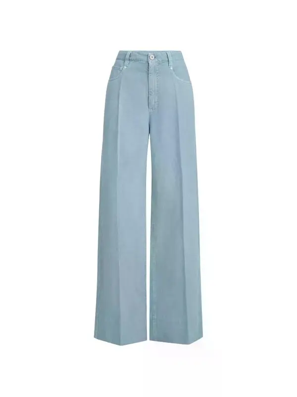 Brunello Cucinelli Garment-dyed Cotton And Linen Loose Trousers - Blue