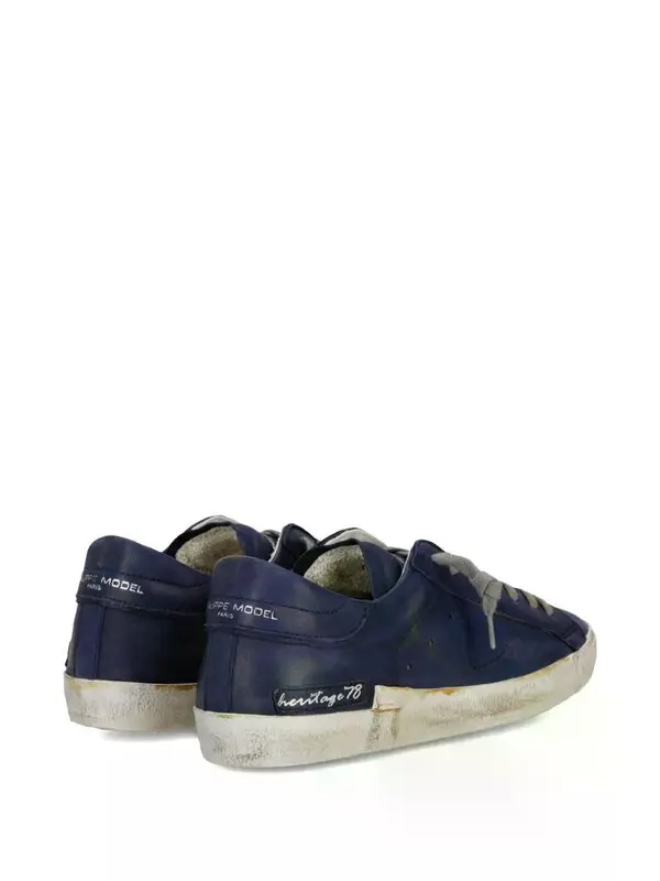 Philippe Model Prsx Distressed Leather Low-top Sneakers - Blue