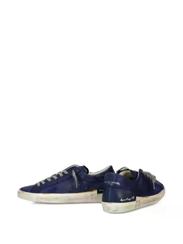 Philippe Model Prsx Distressed Leather Low-top Sneakers - Blue