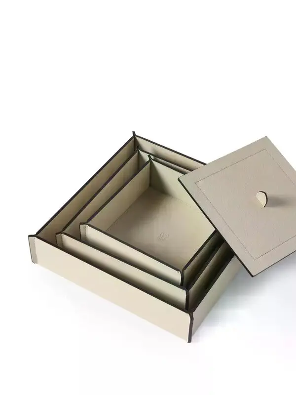 Brunello Cucinelli Trio Of Leather Organizer Boxes With Lids
