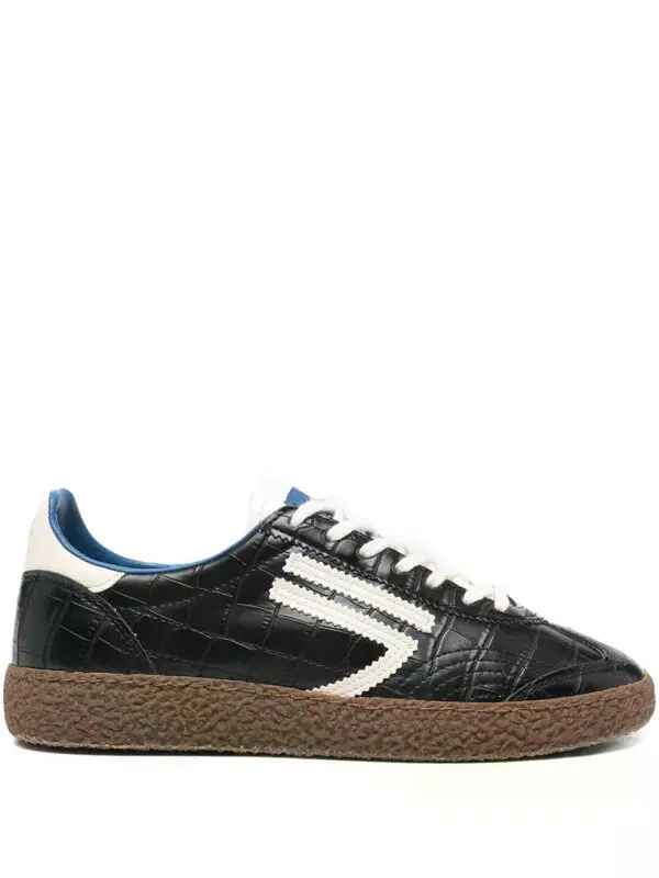 PURAAI Crocodile-embossed Striped Sneakers - Black