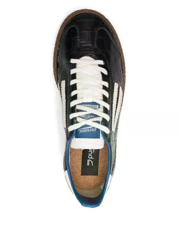 PURAAI Crocodile-embossed Striped Sneakers