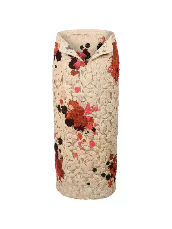 Valentino Garavani Floral Lace Midi Skirt