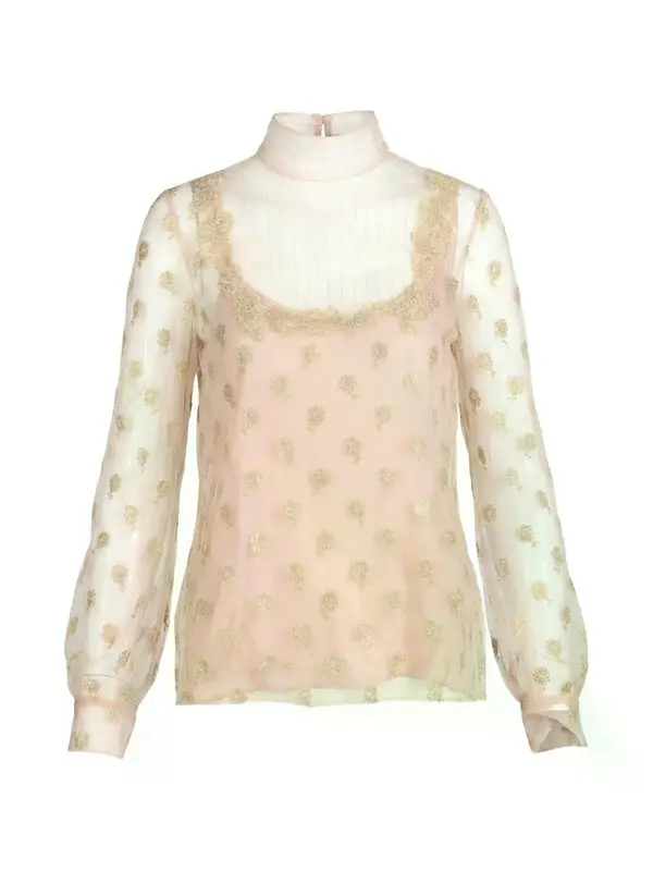 Valentino Garavani Floral-print High-neck Blouse - White