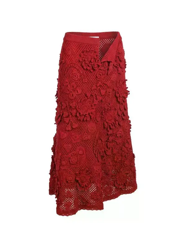 Valentino Garavani Floral Appliquéd Knit Skirt