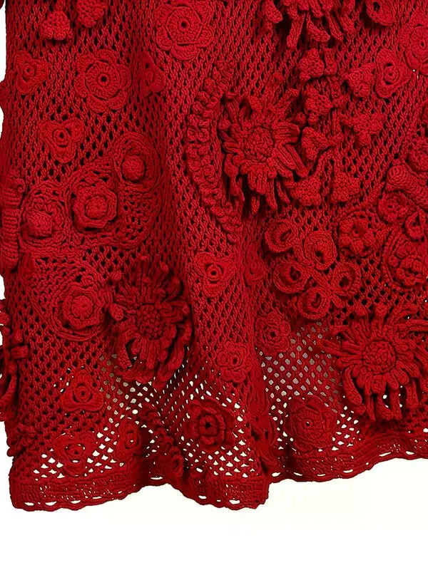 Valentino Garavani Floral Appliquéd Knit Skirt