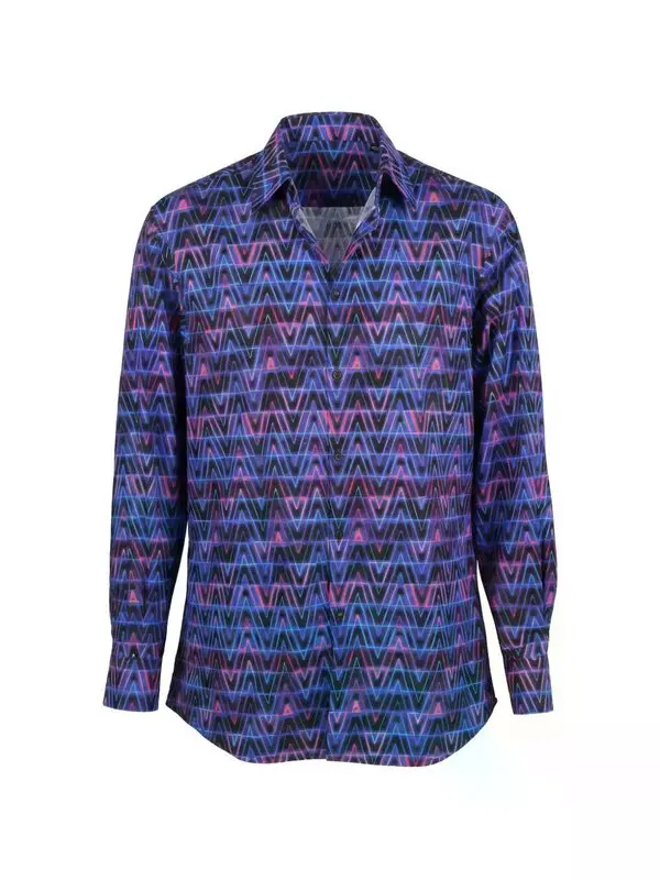 Valentino Garavani Geometric-print Button-down Shirt - Purple
