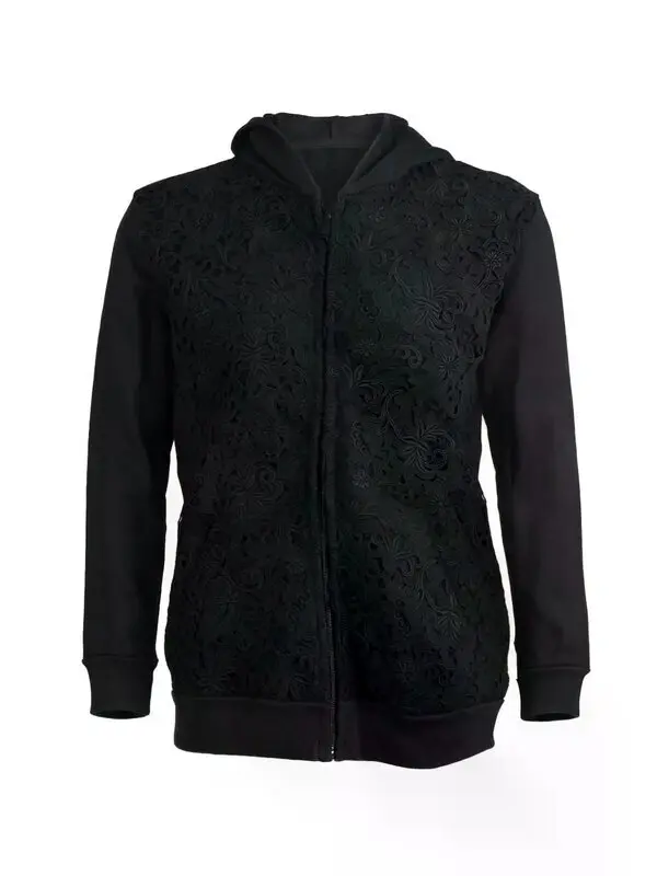 Valentino Garavani Lace-panel Hoodie - Black