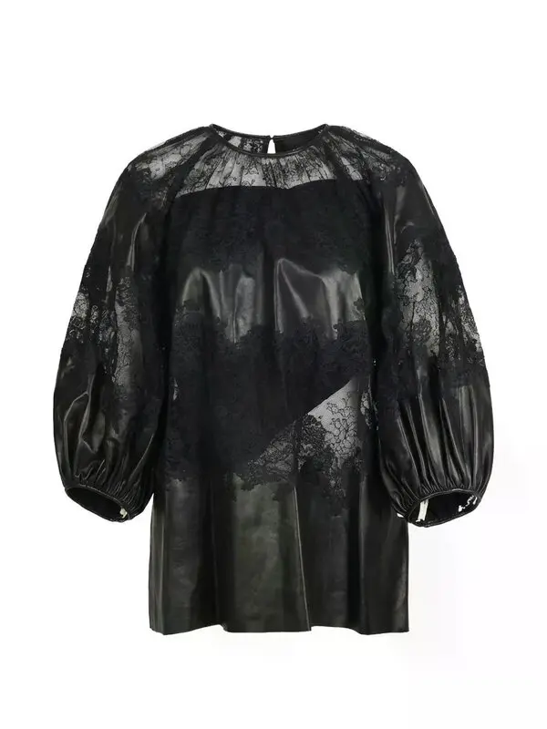 Valentino Garavani Lace Puff-sleeve Blouse - Black