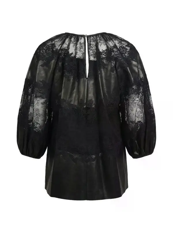 Valentino Garavani Lace Puff-sleeve Blouse