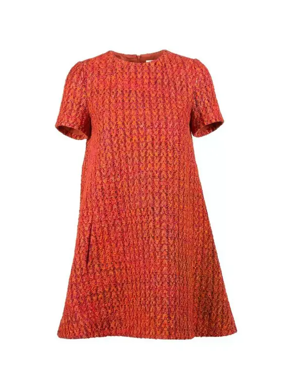 Valentino Garavani Short-sleeve Textured Mini Dress - Orange