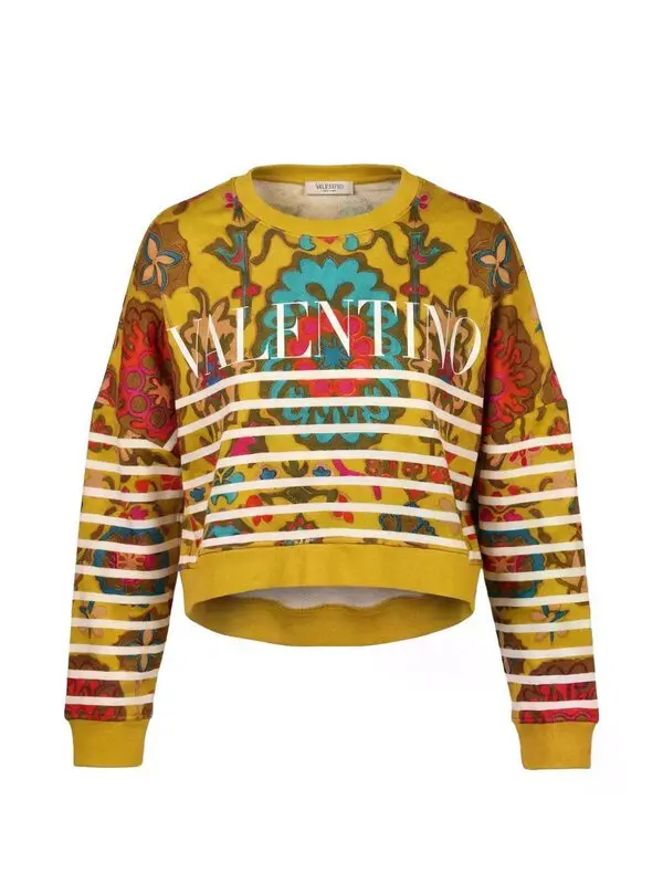 Valentino Garavani Floral Stripe Sweatshirt - Yellow