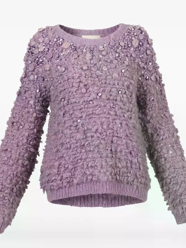 Valentino Garavani Sequin Beaded Sweater - Purple