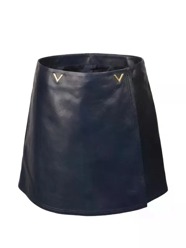 Valentino Garavani Logo Appliqué Mini Skirt - Blue