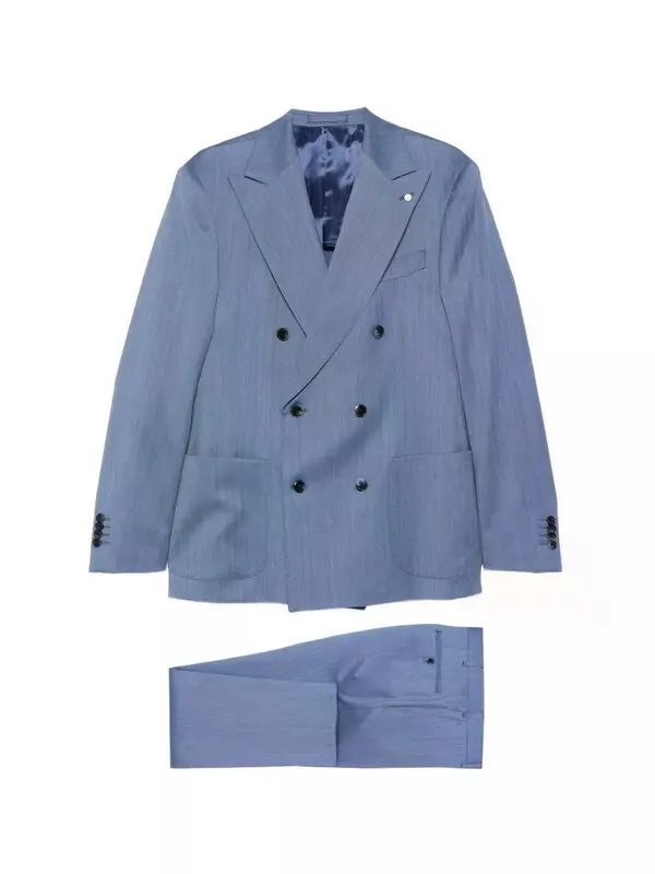 LUIGI BIANCHI MANTOVA Double-breasted Wool Suit - Blue