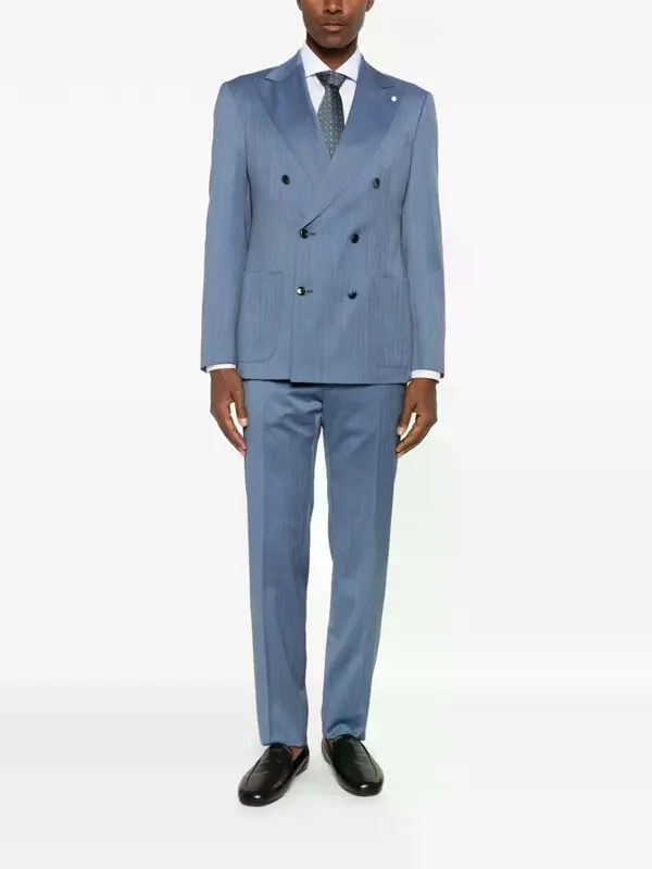 LUIGI BIANCHI MANTOVA Double-breasted Wool Suit - Blue
