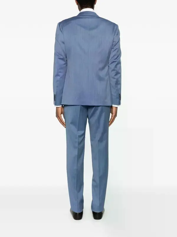LUIGI BIANCHI MANTOVA Double-breasted Wool Suit - Blue