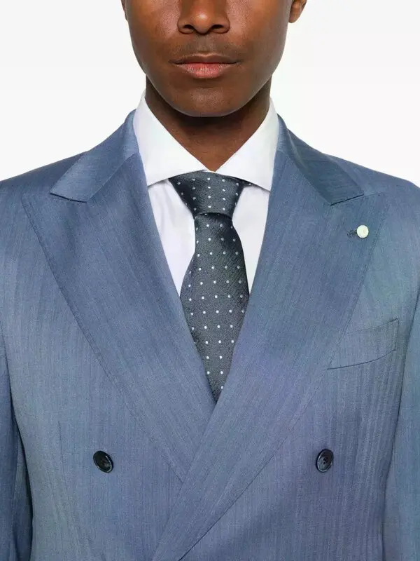 LUIGI BIANCHI MANTOVA Double-breasted Wool Suit - Blue