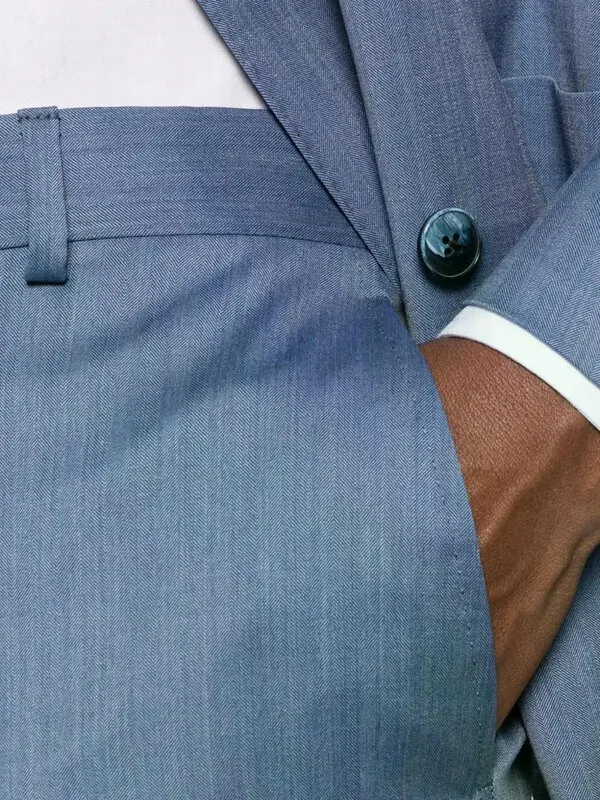 LUIGI BIANCHI MANTOVA Double-breasted Wool Suit - Blue