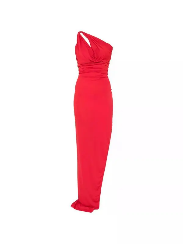 Rick Owens Aaliyah One-shoulder Draped Maxi Gown - Red