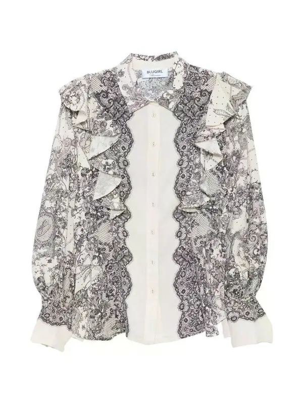 BLUGIRL Lace-print Shirt - Neutrals