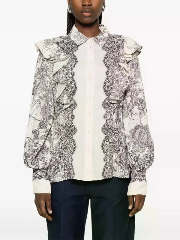 BLUGIRL Lace-print Shirt - Neutrals