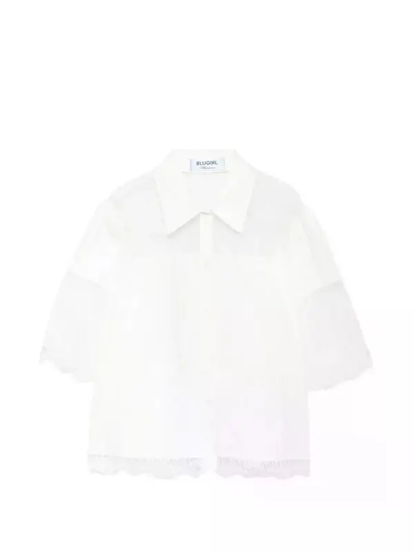 BLUGIRL Lace-detail Button-up Shirt - White